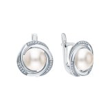 Золотые серьги с жемчугом и бриллиантами БРИЛЛИАНТЫ ЯКУТИИ: белое ...