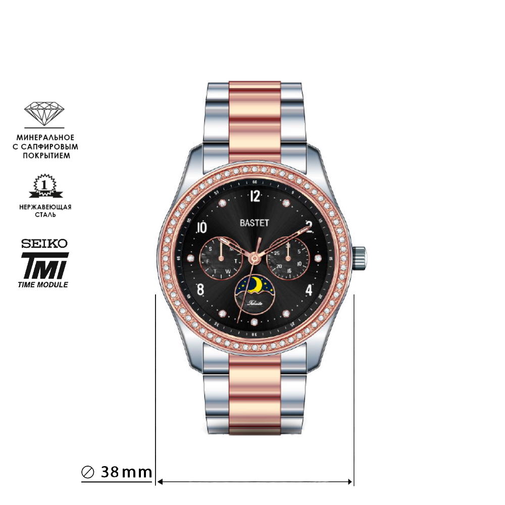 Часы женские BASTET BASTET BO1-38-0-AAZ-B3-UBU: сталь, фианит — купить ...