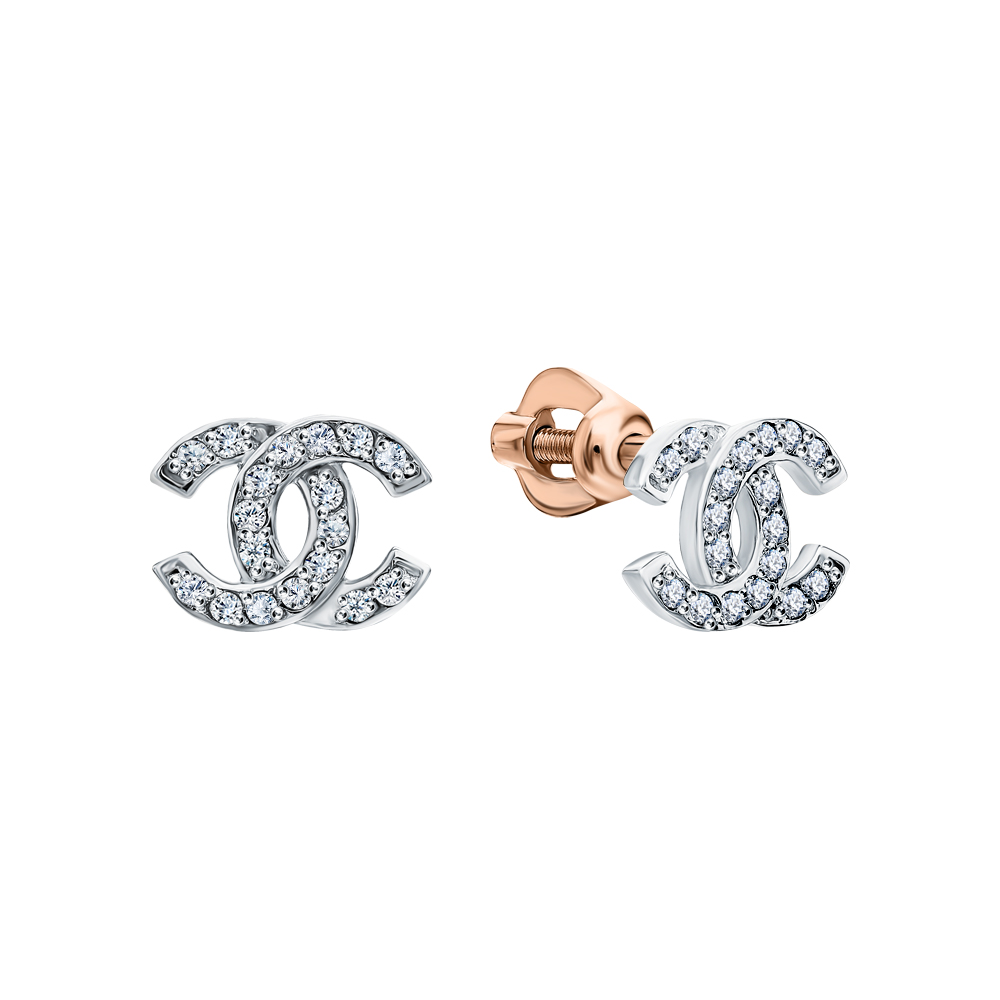 Золотые серьги с фианитами МОСКОВСКИЙ ЦЕПЕВЯЗАЛЬНЫЙ ЗАВОД 2008403 ...