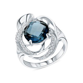 Золотое кольцо с бриллиантами природными и топазами природными АКАДЕМИЯ ...