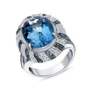 Золотое кольцо с бриллиантами природными и топазами природными АКАДЕМИЯ ...